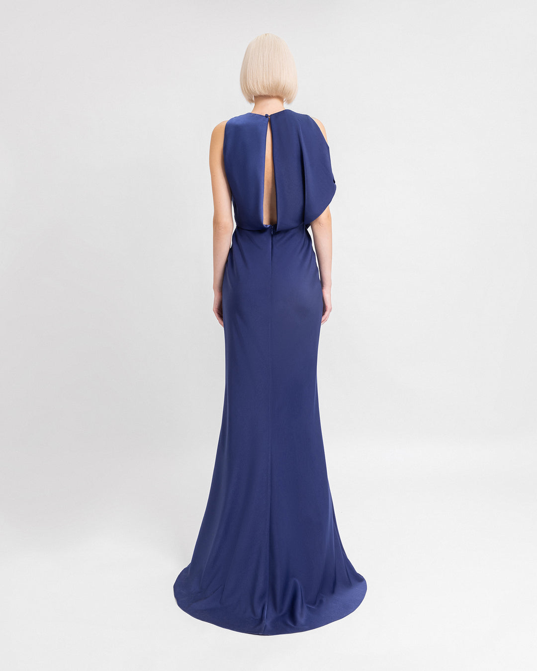Draped Dress with Asymmetrical Sleeves – Gemy Maalouf